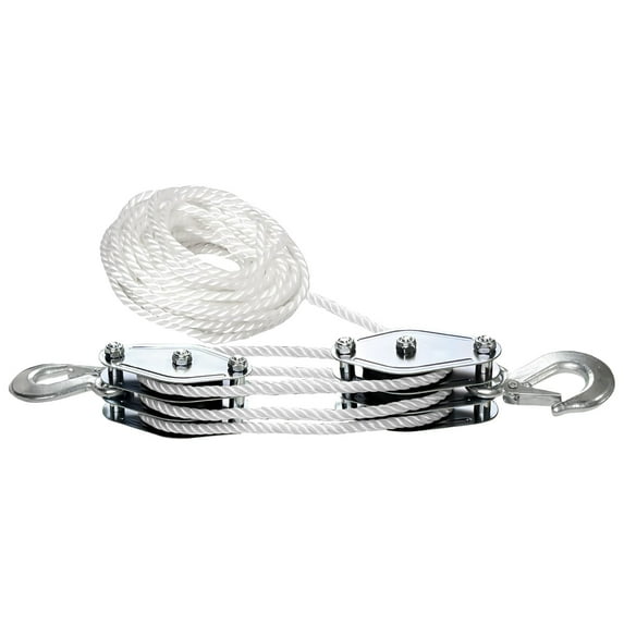 Block and Tackle Pulley Tool Upgraded 3/4 Wheel Rope Pulley Hoist 1100 ...