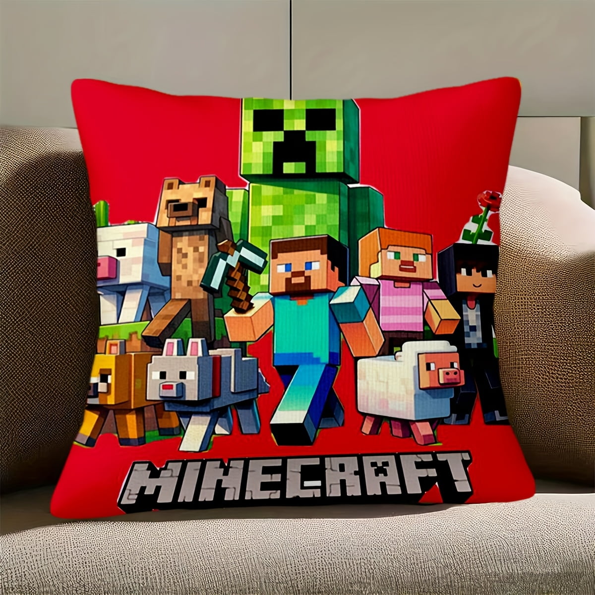 Block-based Game Bedrock & Block Game Character Cover - Bedspread-Like ...