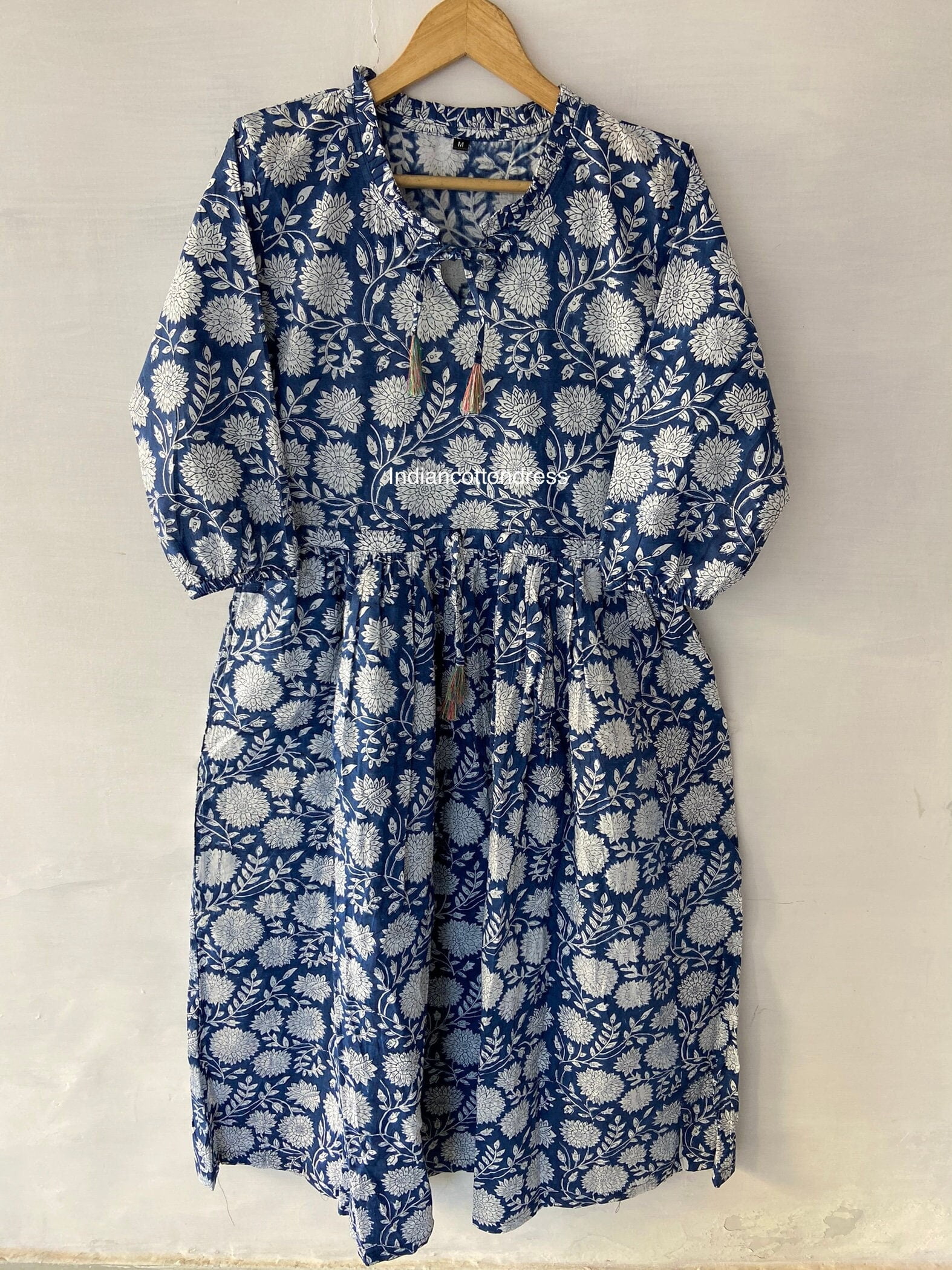 Block print Dress,Indian Cotton Dress,Kitty Print,Cotton Indian Dress ...