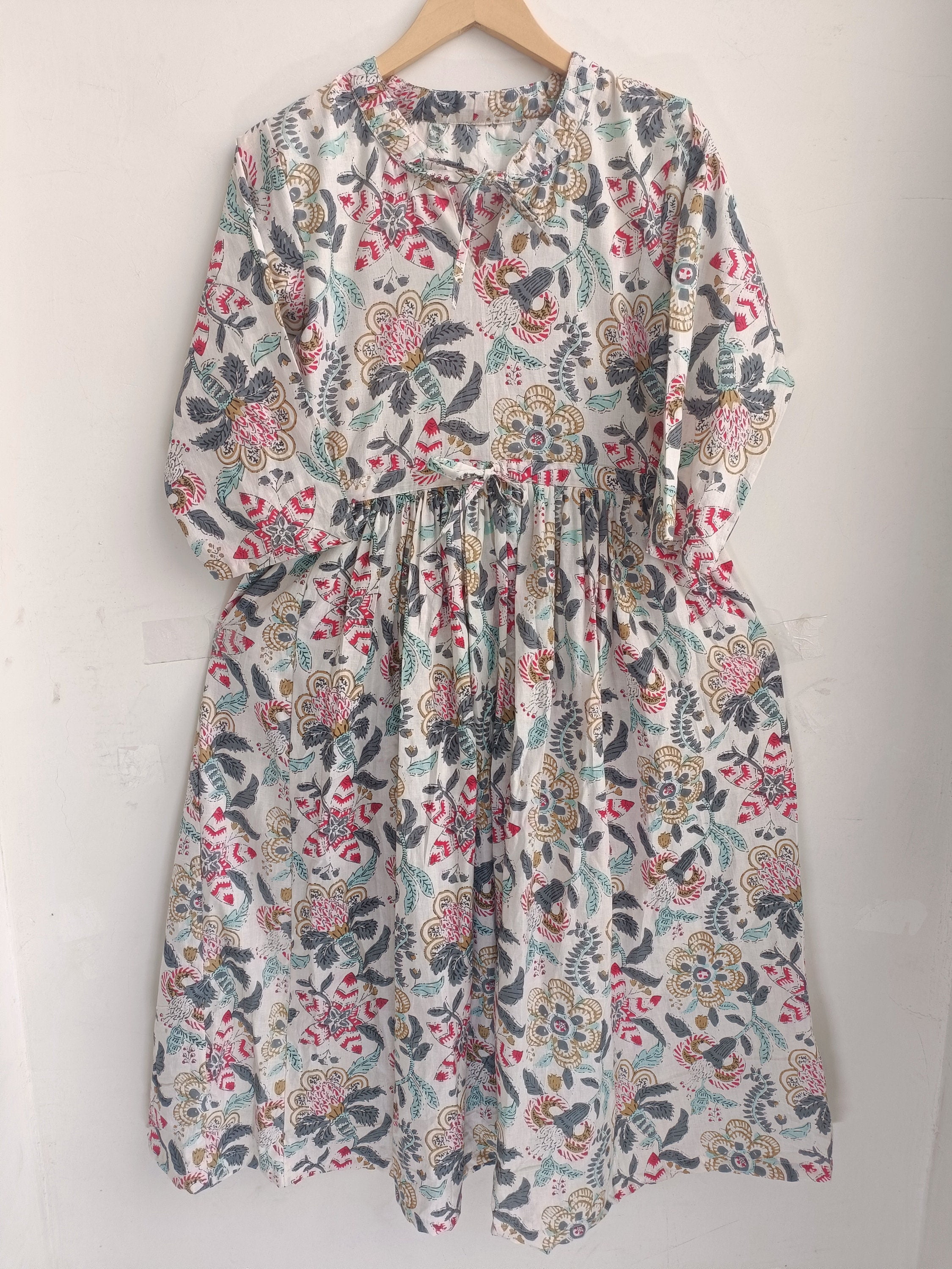 Block print Dress,Indian Cotton Dress , NooWork,Cotton Indian Dress ...