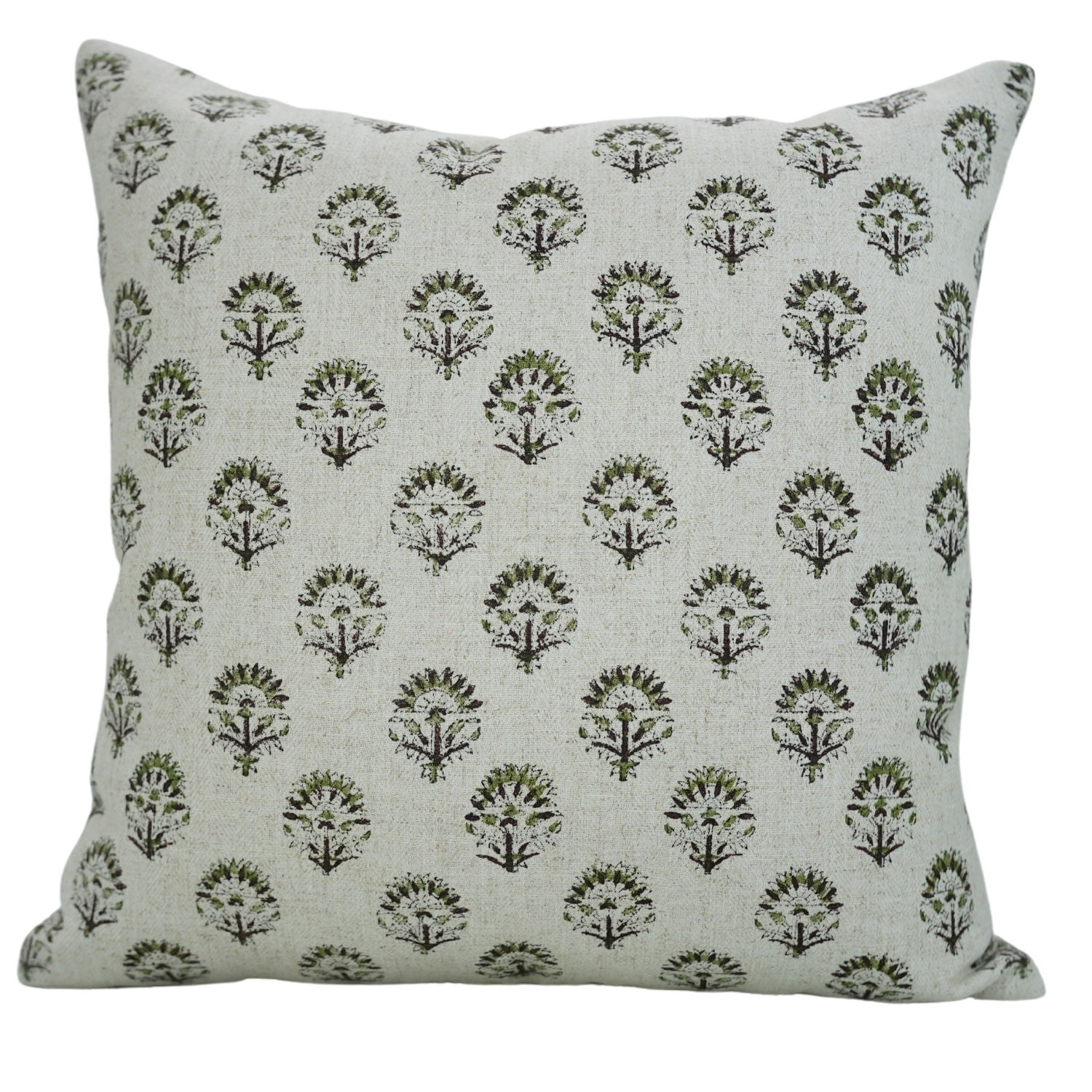 Block print linen pillow cover for outdoor decor, hand quilted cushion ...