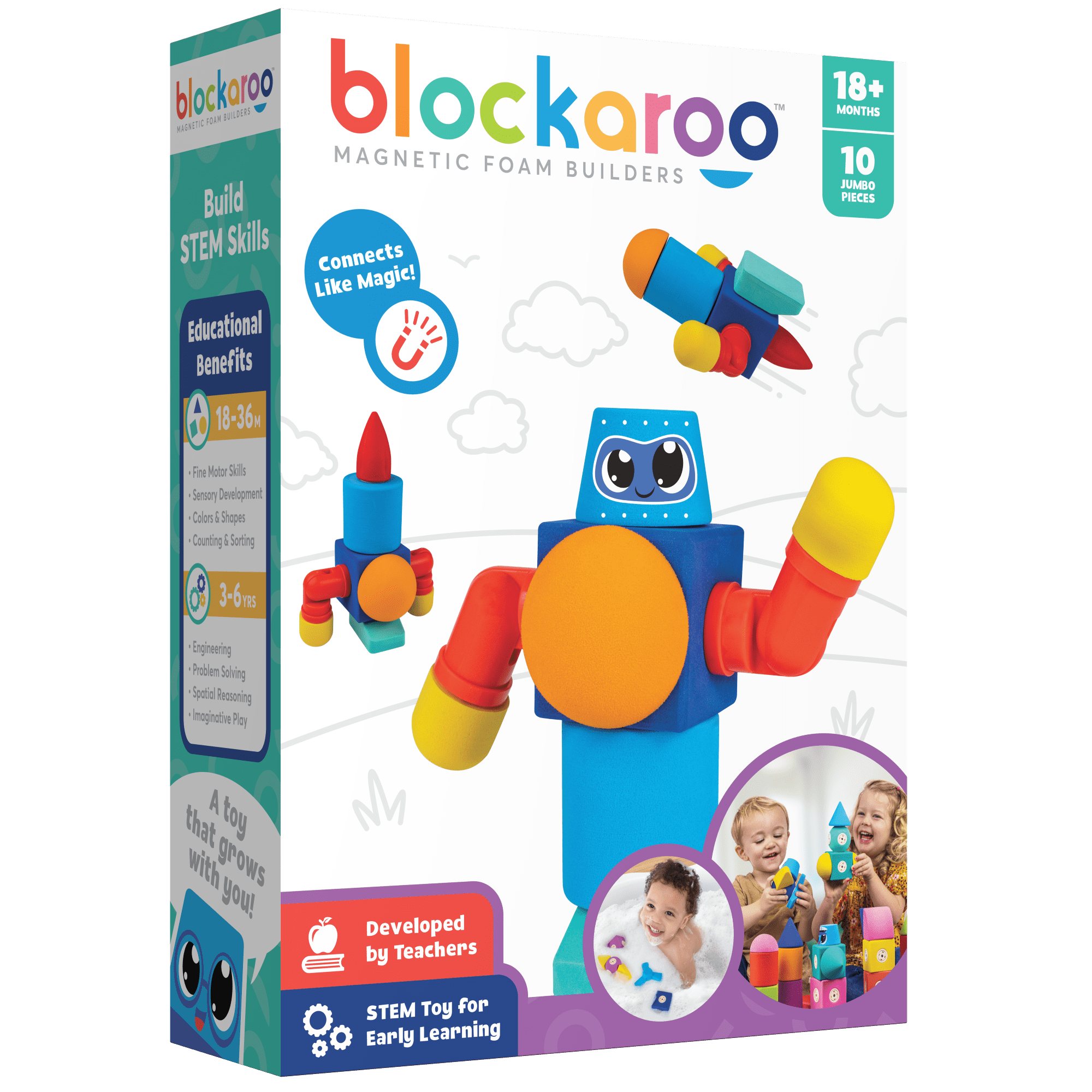 Blockaroo Builders Robot Building Blocks Bath Toy, Stem Toy Kit ...