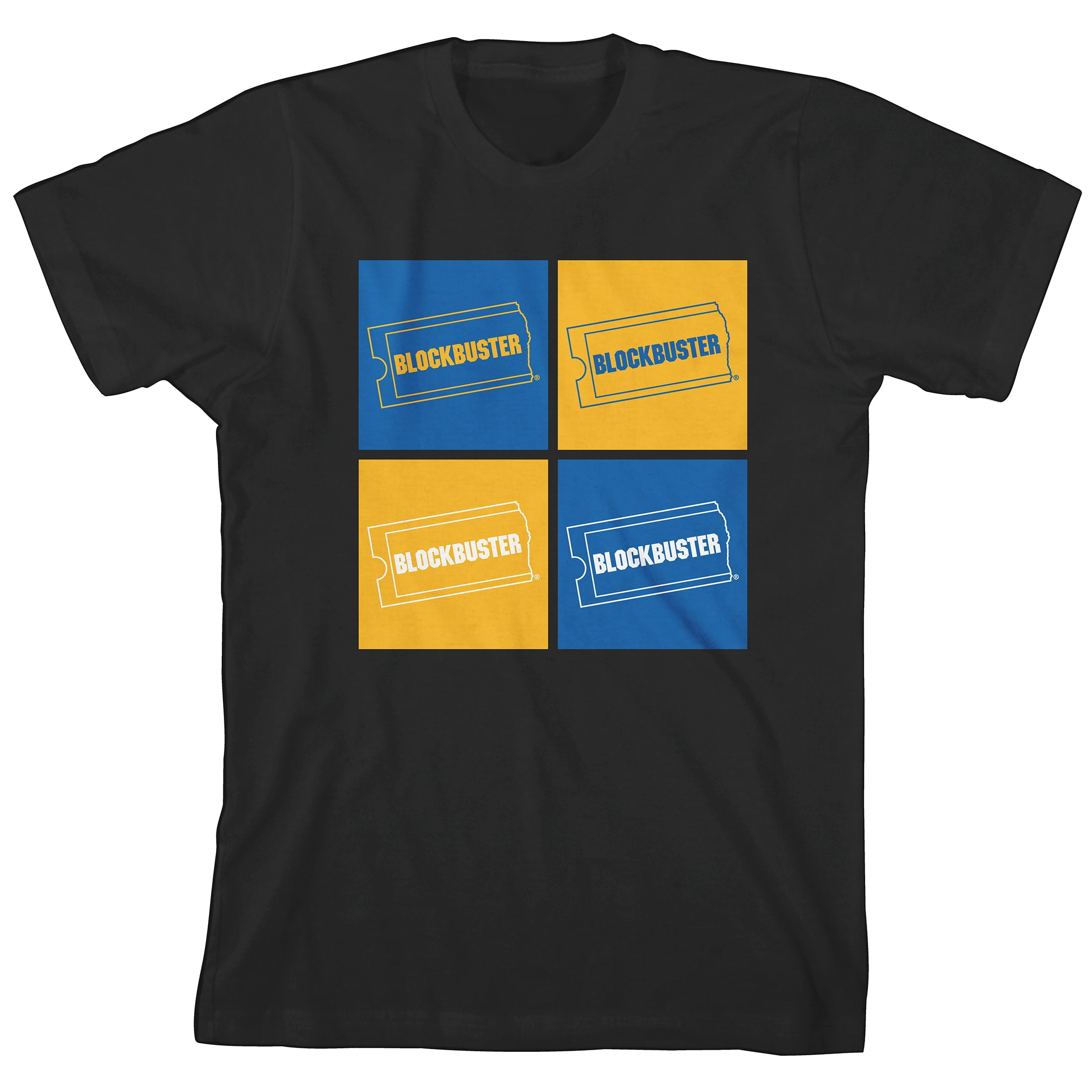 Blockbuster Four Panels Logo Junior's Black Short Sleeve Tee Shirt-S ...
