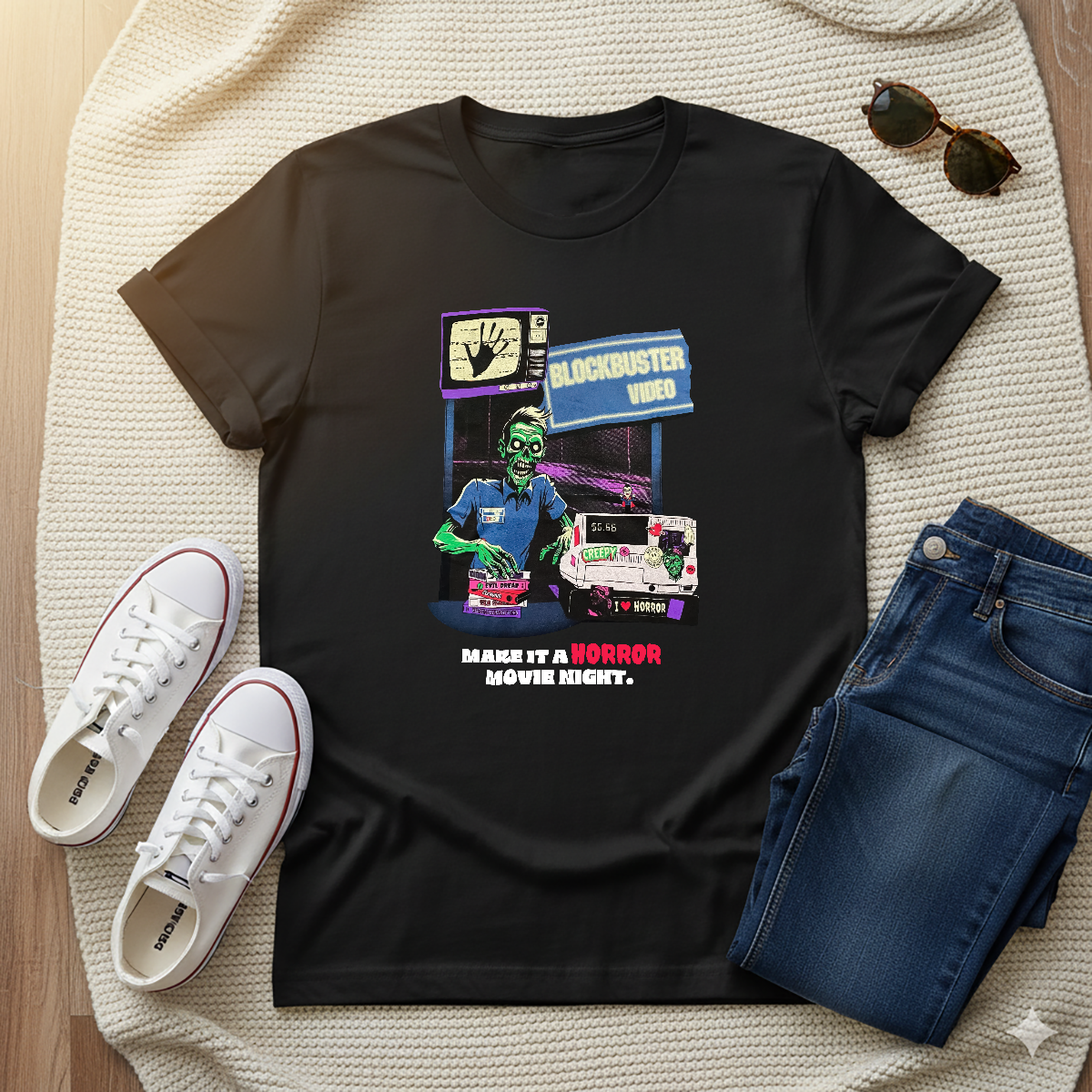 Blockbuster Horror Movie Night Retro Video Store Nostalgia Unisex T ...