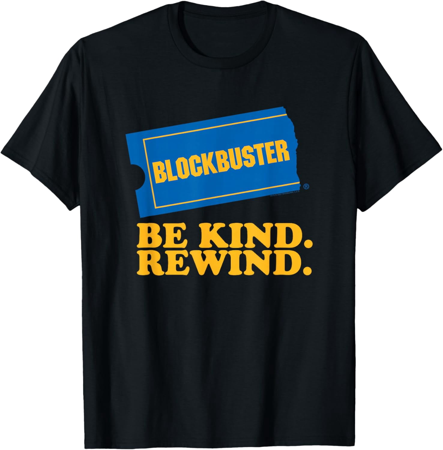 Blockbuster Be Kind Rewind Vintage Ticket Logo T-Shirt- Classic Unisex ...