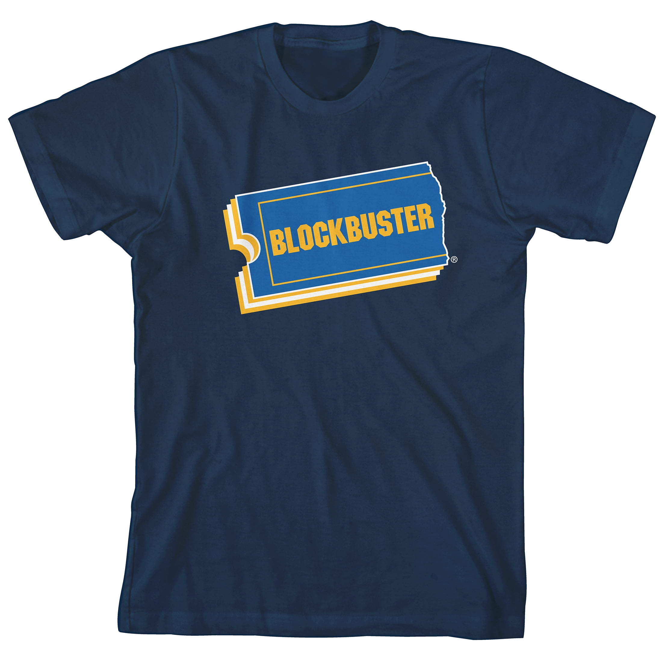 Blockbuster Ticket Stack Junior's Navy Blue Short Sleeve Tee Shirt-S - Walmart.com