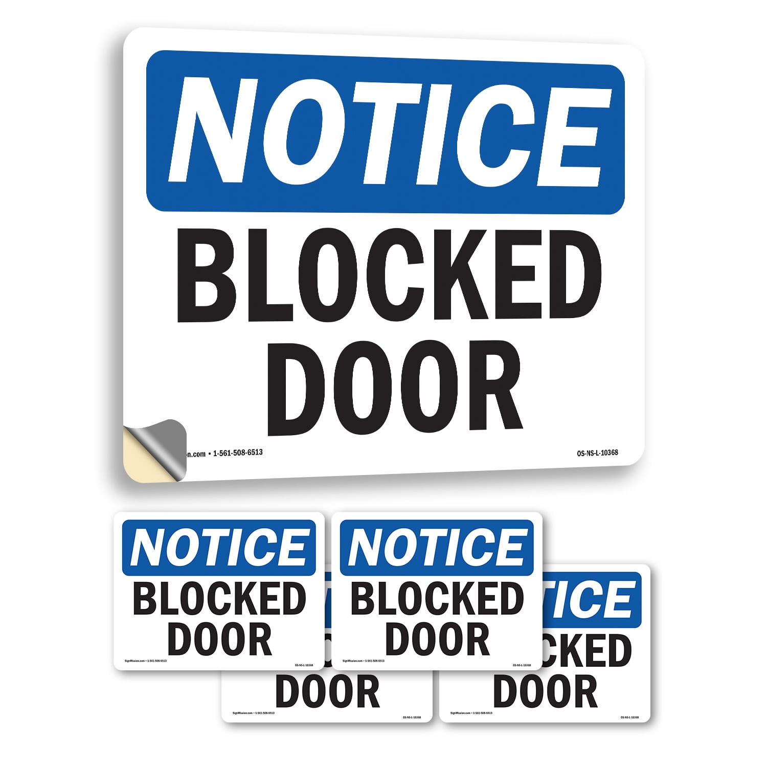 Blocked Door OSHA Notice Vinyl Decal Label 24 Inch x 18 Inch - 5 Pack ...
