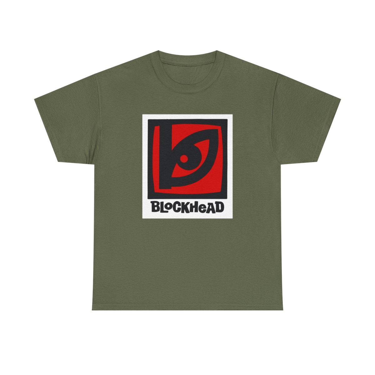 Blockhead Eye 80s Vintage Skateboarding T Shirt Design - Military Green ...