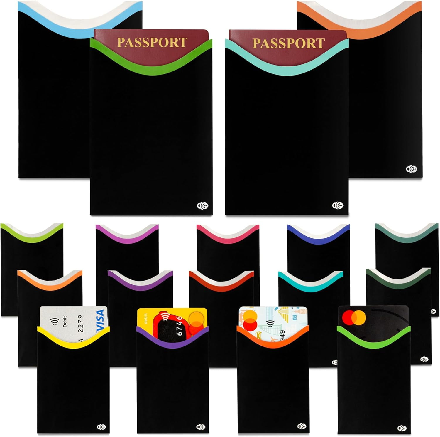 Blocking Credit Card & Passport Sleeves (14 Short Side Credit Card & 4 ...