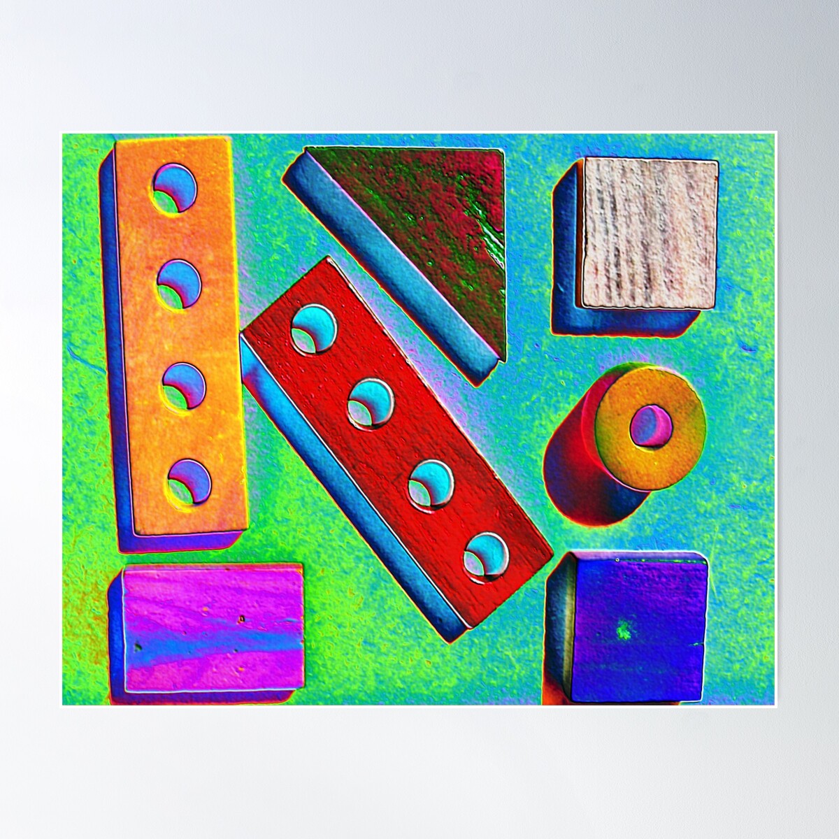 Blocks At Kindy Poster Wall Art, Modern Wall Decor For Living Room ...
