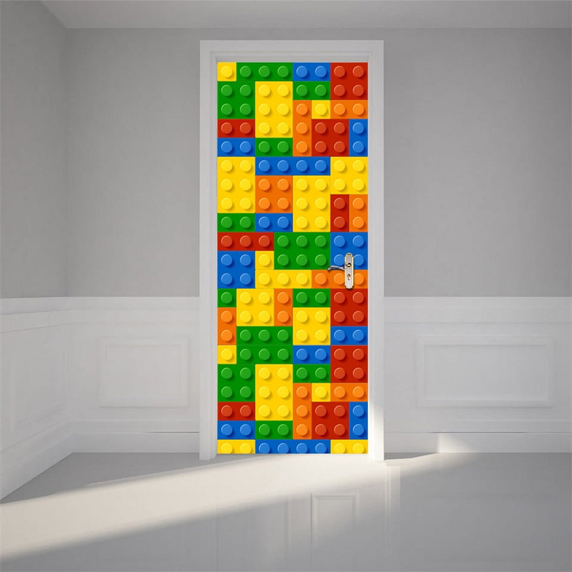 Blocks Door Sticker for Children Room ration Self-adhesive Waterproof ...