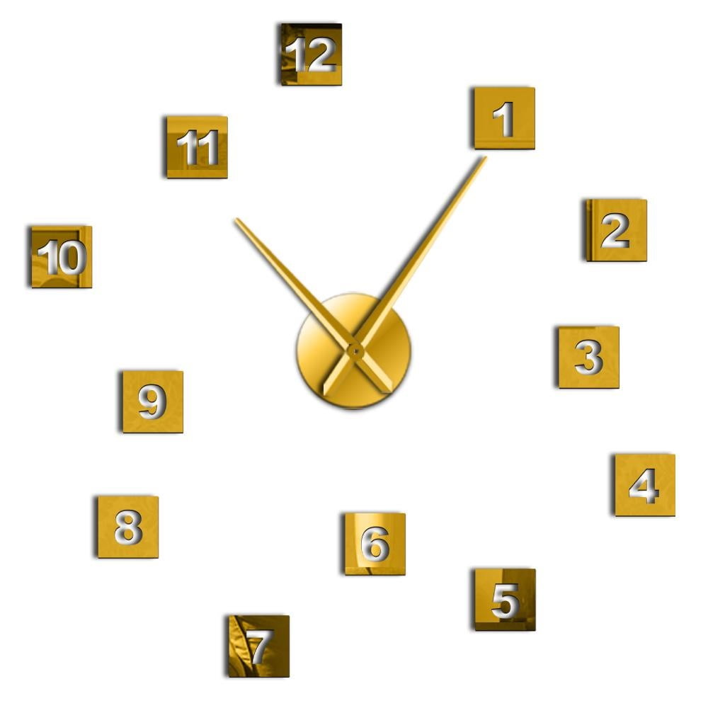 Blocks Mix Numbers Frameless Wall Clock Stickers, DIY Modern Decorative ...
