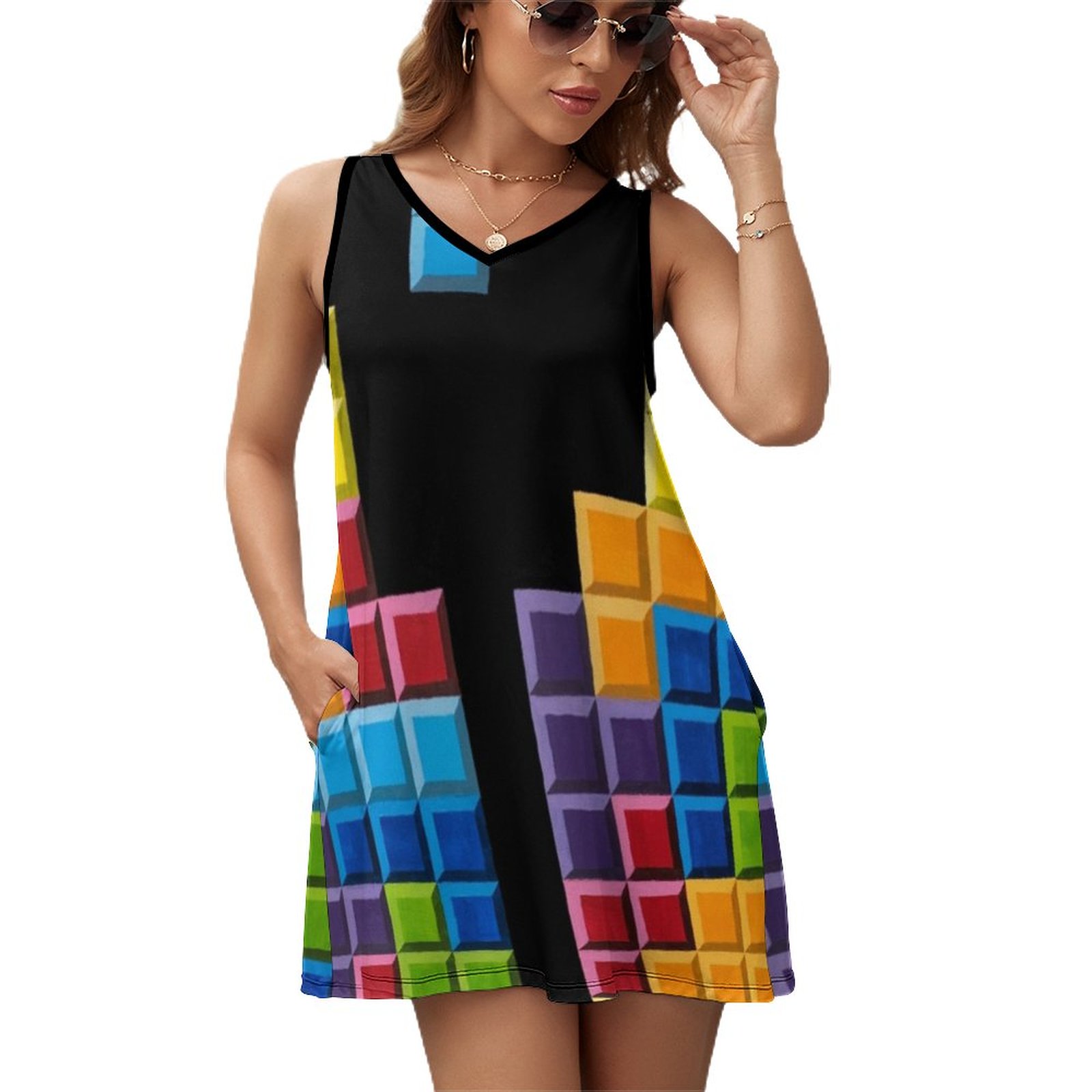 Blocks Square Neck Dress New Plus Size Elegant Women Waist Tight Dress ...