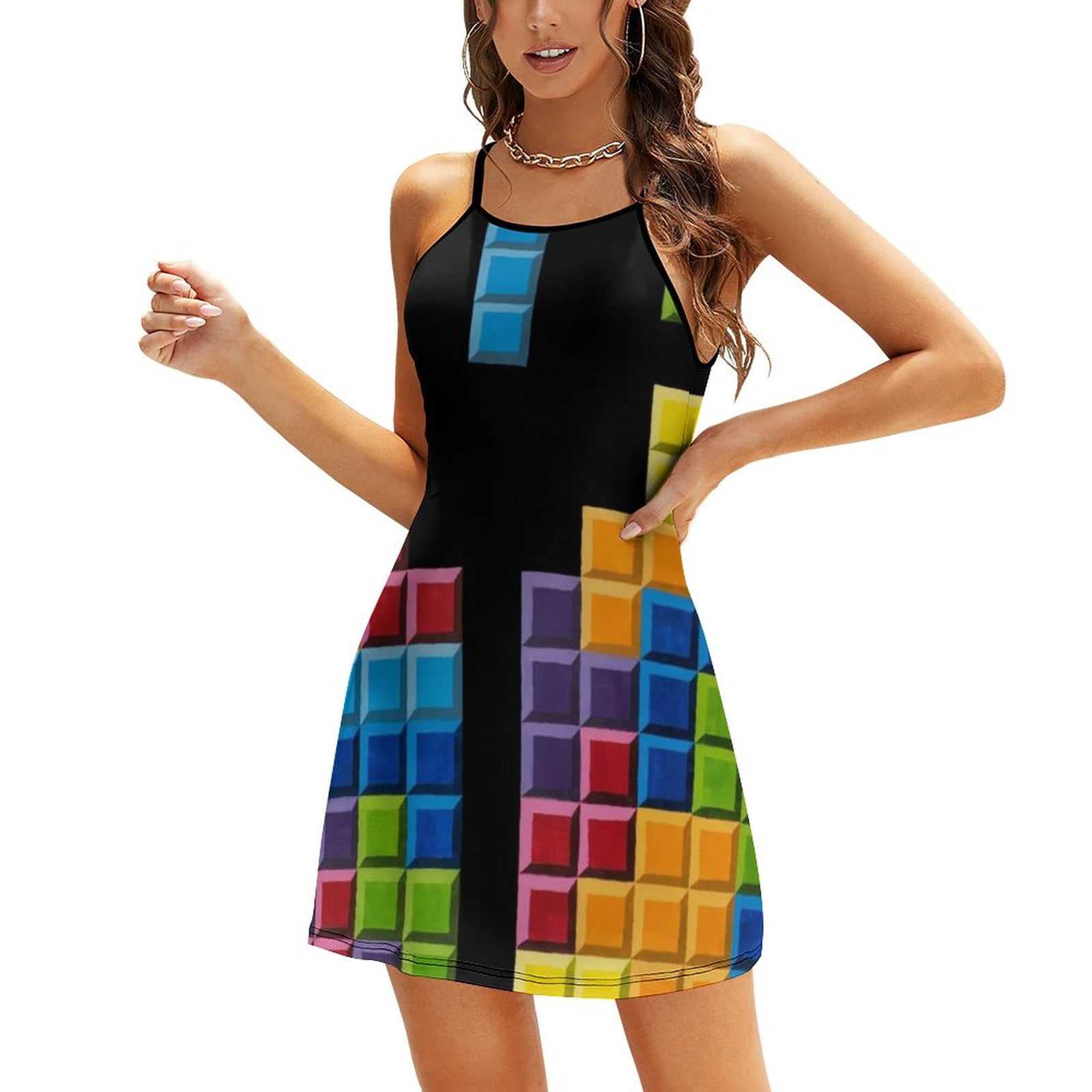 Blocks Square Neck Dress New Plus Size Elegant Women Waist Tight Dress ...