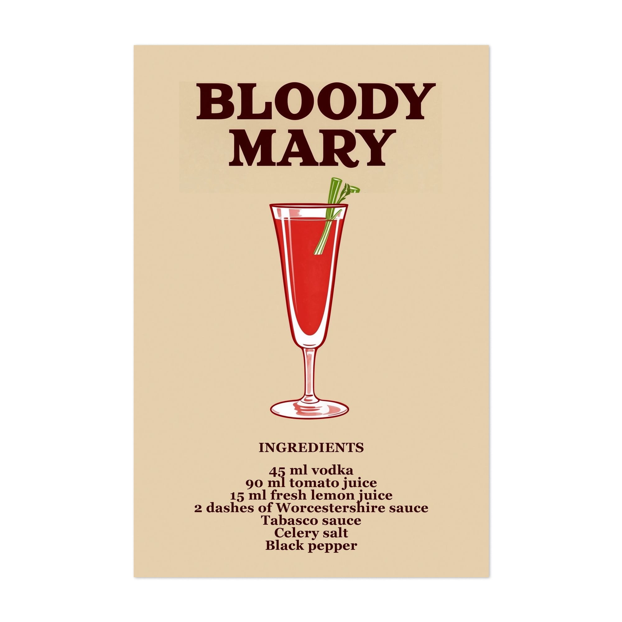 Bloddy Mary - Paris Île-de-France France Illustration Cocktail Kitchen Decor Typography Bar ...