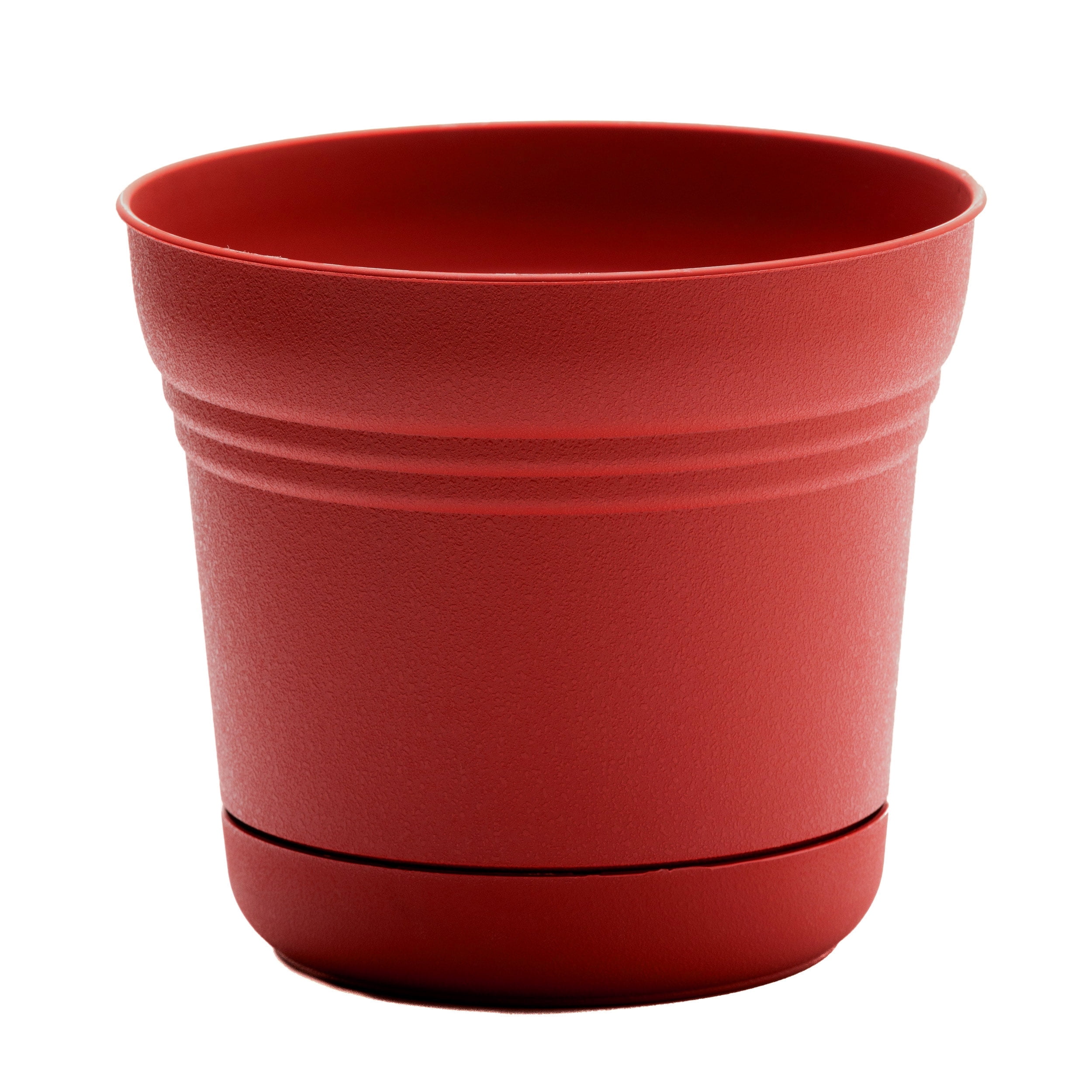 Bloem, Round Resin Planter, 10 inch, Burnt Red with Snap-in Saucer ...