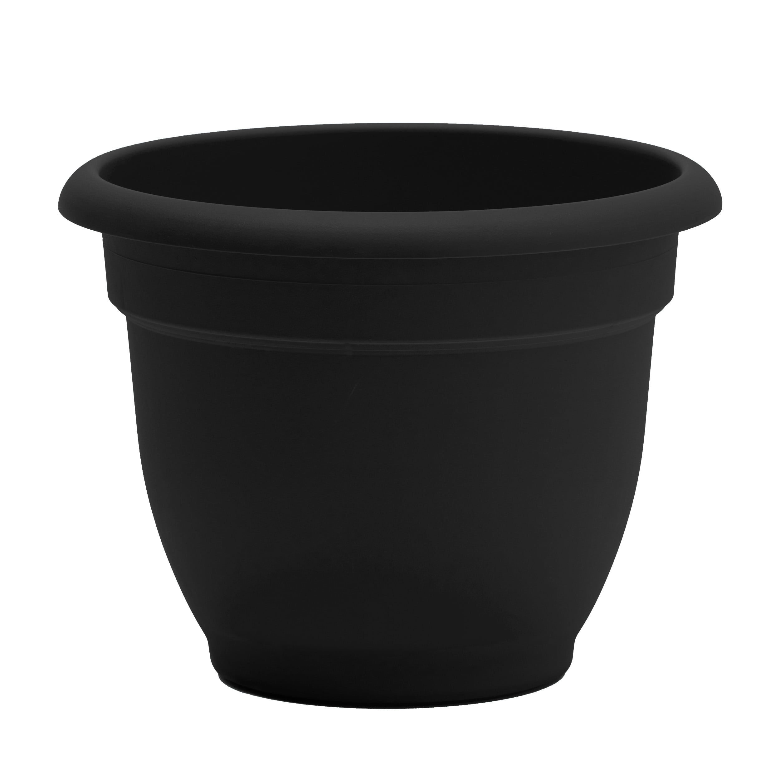 Bloem Ariana 8" Black Round Self Watering Planter Pot - Rolled Rim ...