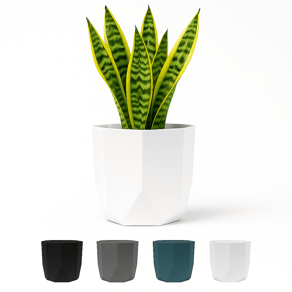 Bloem Tuxton 8" Round Hexagon White Resin Planter Pot with Optional ...