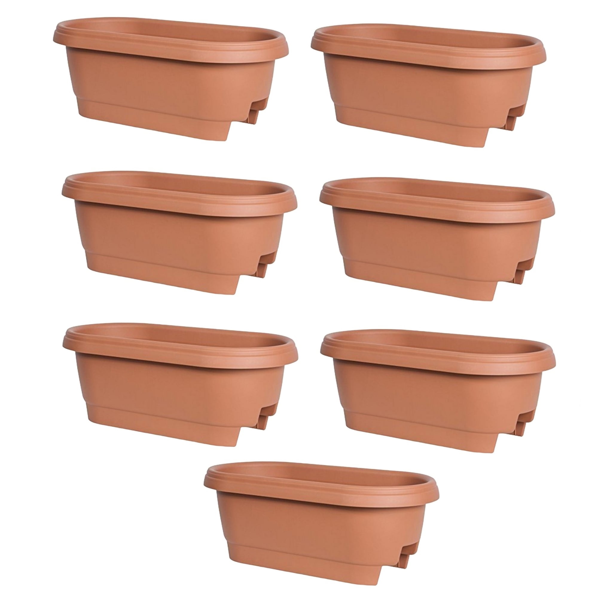 "Bloem Rectangular Outdoor Deck Rail Planter, Terra Cotta 24"" (7-Pack ...