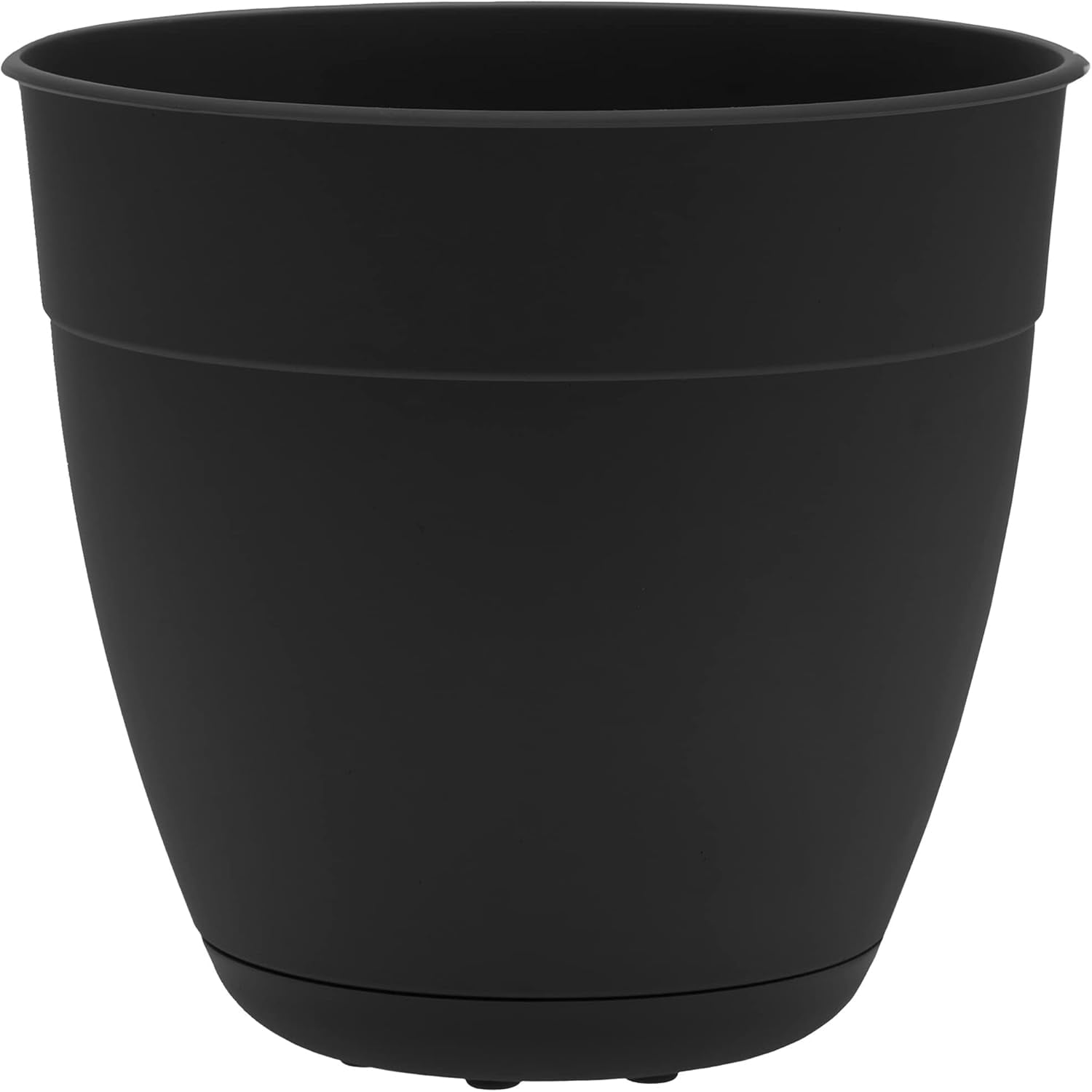 Bloem Dayton Planter with Saucer: 12" - Black - 100% Recycled Plastic ...