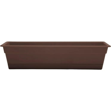 Rugg 25" x 9" x 9" Rectangle Cappuccino Resin and Plastic Window Box ...