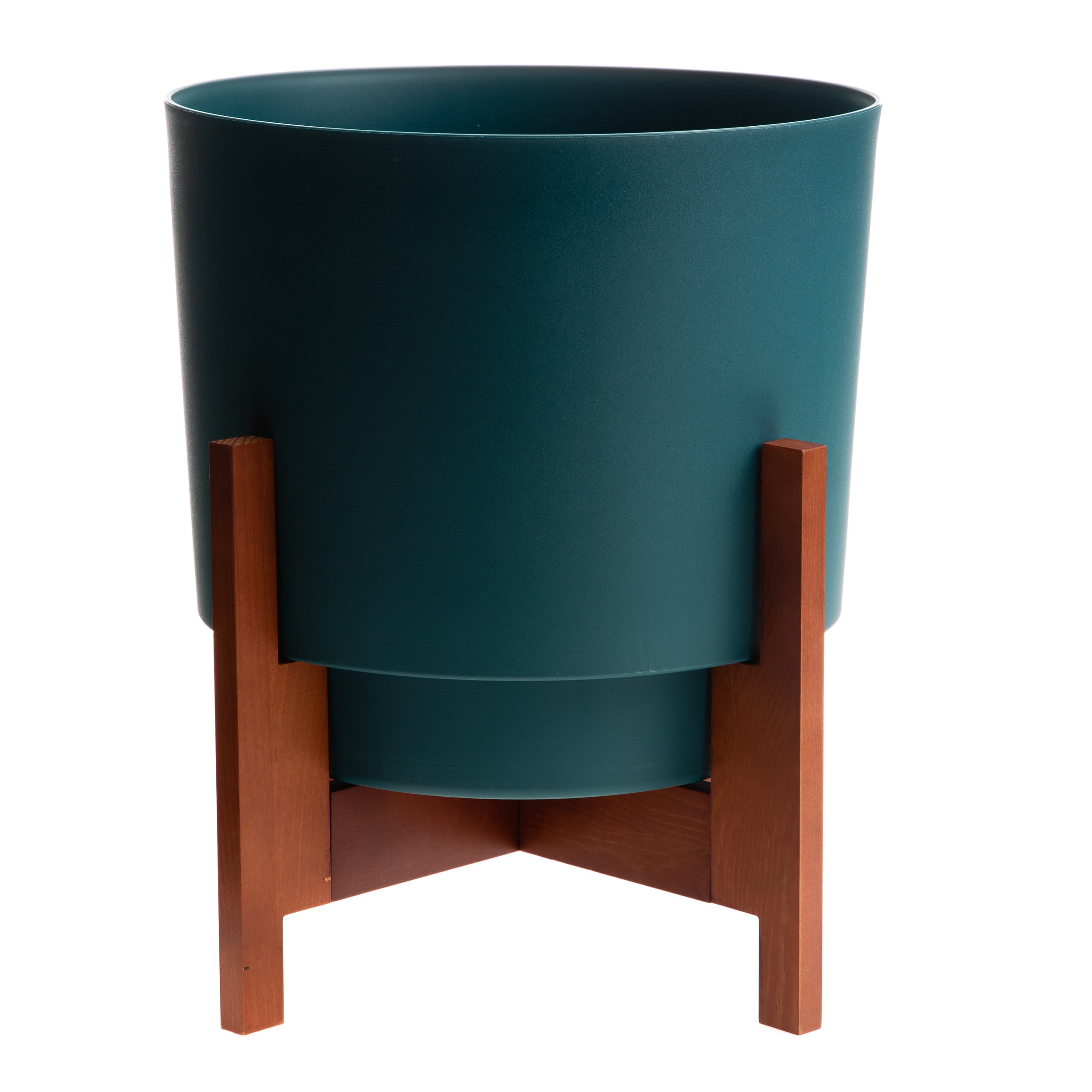 Bloem Hopson Planter w/Wood Stand 16 in. Charleston Green - Walmart.com
