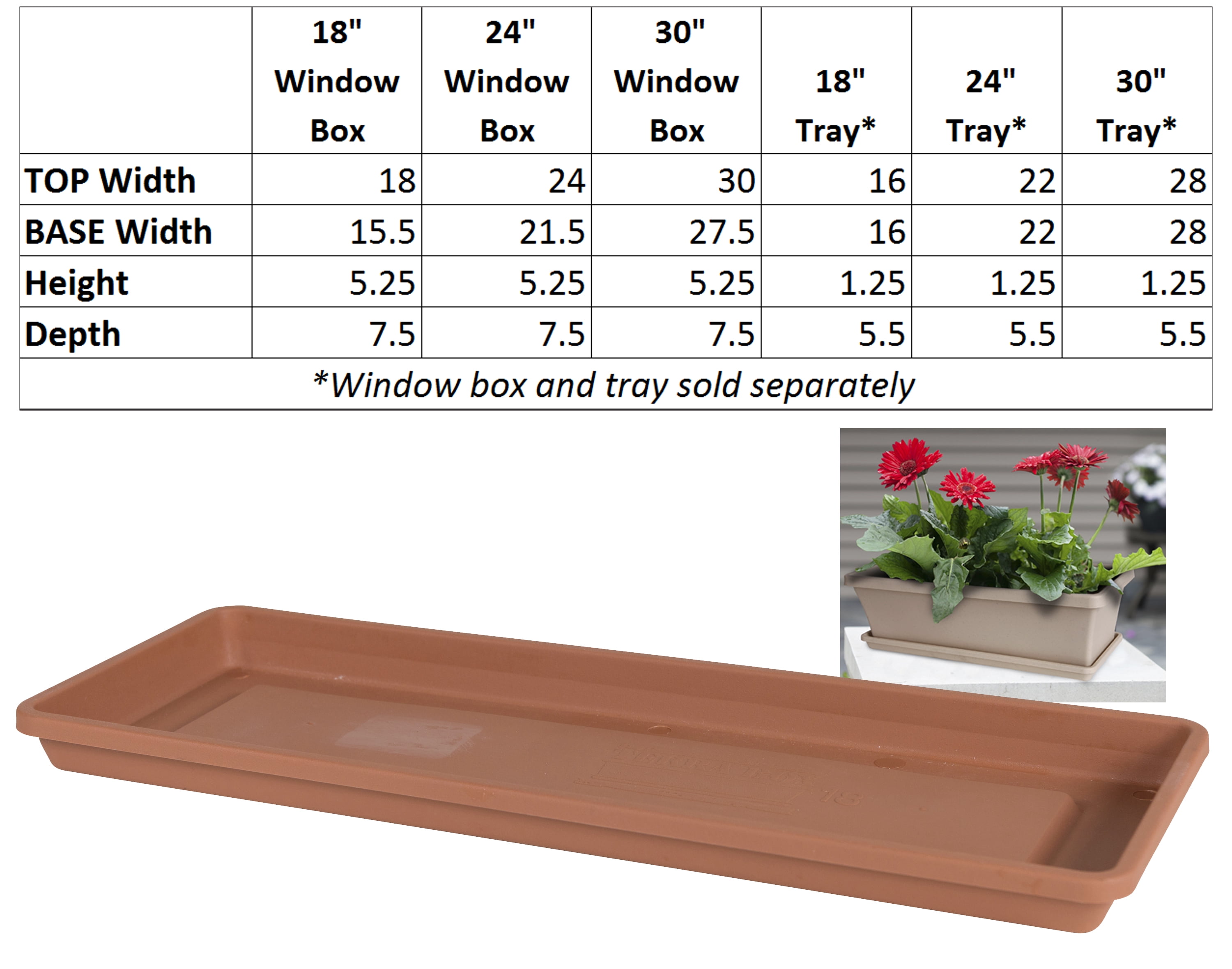 Bloem Terra Window Box Saucer Tray 24" Terra Cotta - Walmart.com