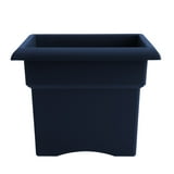 Bloem Veranda 18" Navy Square Deck Box Planter with Optional Knock-Out ...