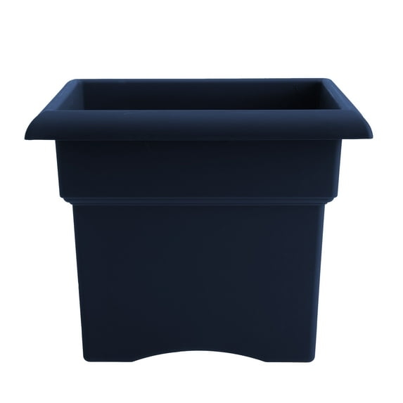 Bloem Veranda 18" Navy Square Deck Box Planter with Optional Knock-Out ...