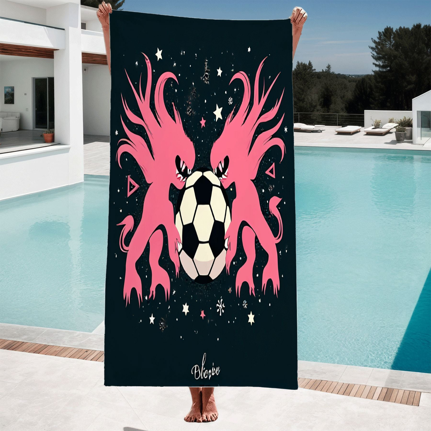 Blokie Pink Mythical Creatures Beach Towel - Vibrant Design with ...