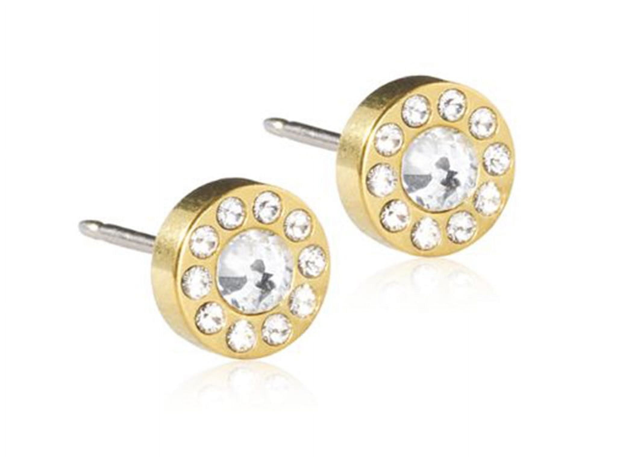 Blomdahl | Hypoallergenic | Golden Titanium 6mm Brilliance Halo Crystal ...