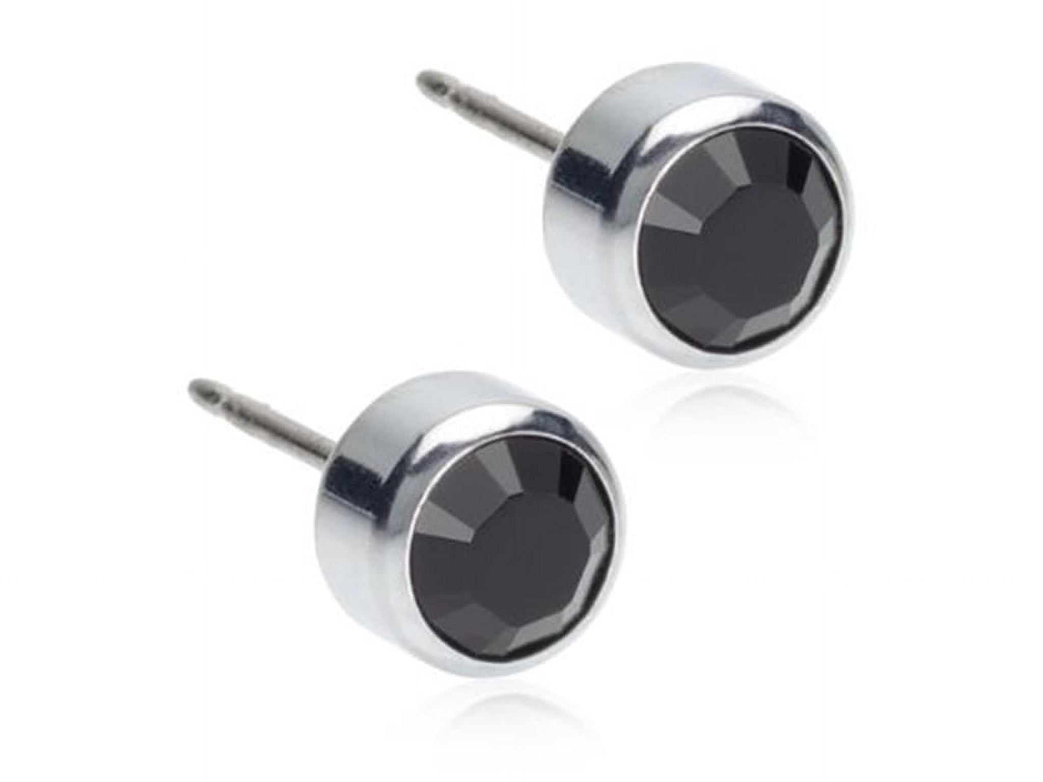 Blomdahl | Hypoallergenic | Silver Titanium Bezel Black Crystal Stud ...