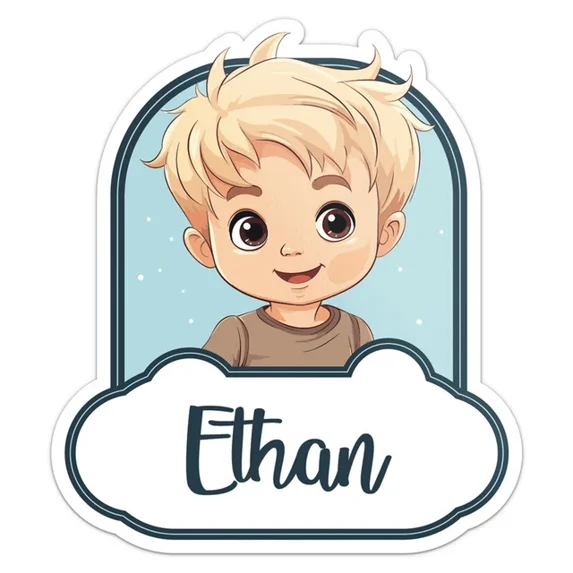Blond Baby Boy Ethan Sticker Phone Decal Water Bottle Stickers Car ...
