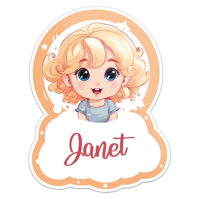 Blond Baby Girl Janet Sticker Phone Decal Water Bottle Stickers Car ...
