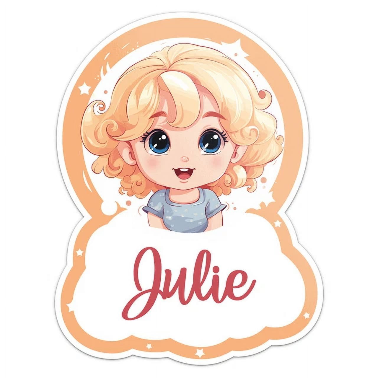 Blond Baby Girl Julie Sticker Phone Decal Water Bottle Stickers Car ...