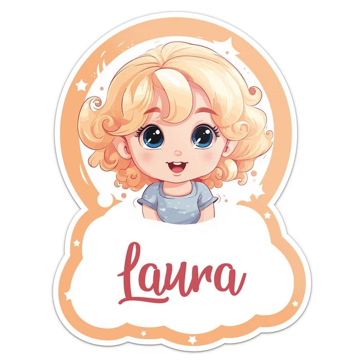Blond Baby Girl Laura Sticker Phone Decal Water Bottle Stickers Car ...