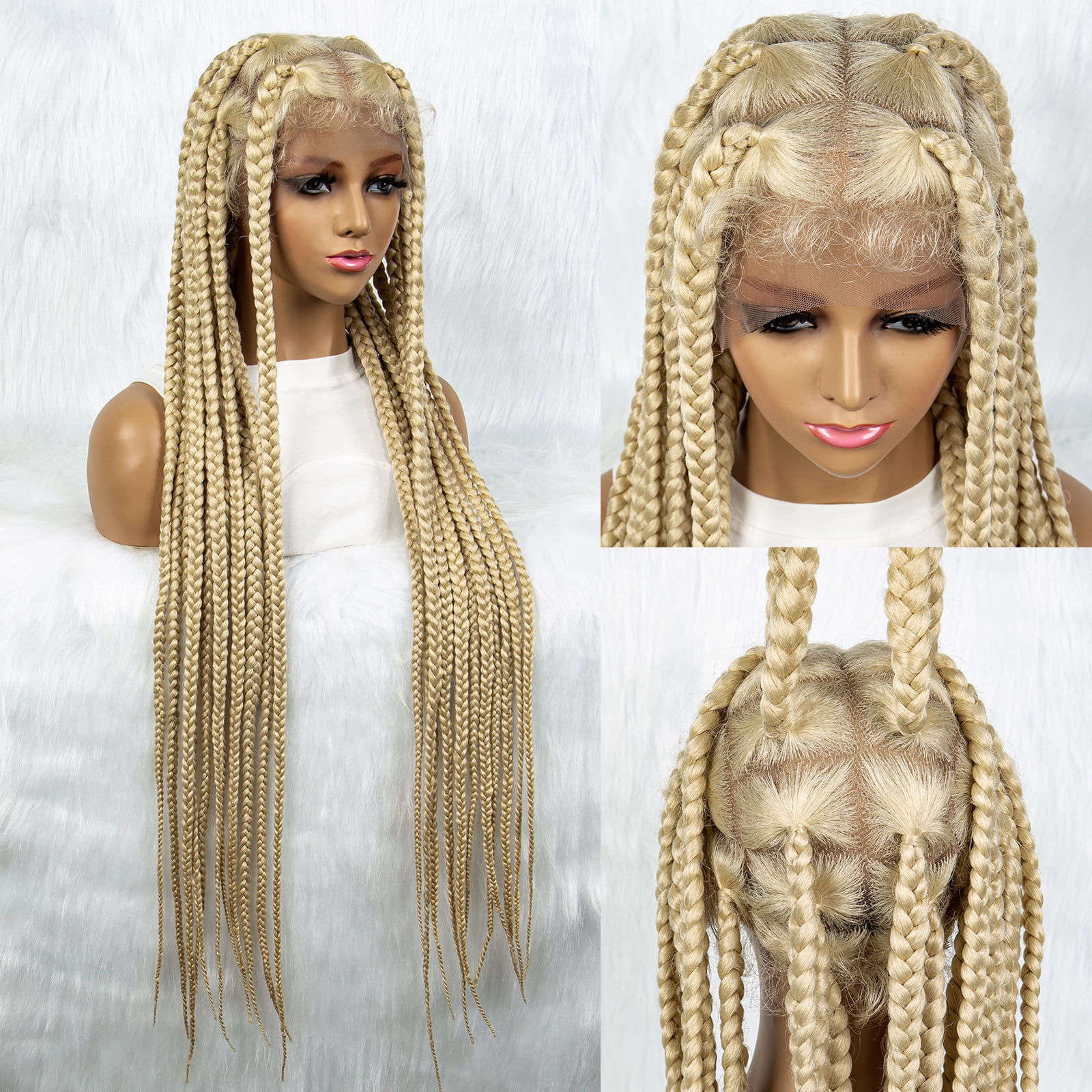 Blonde 613 Color Braided Wigs for Black Women Transparent HD Full Lace ...