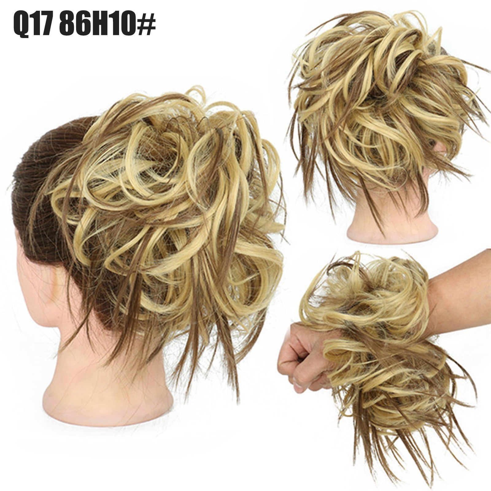 Blonde And Brown High Temperature Silk Synthetic Messy Hair Tie Elastic ...