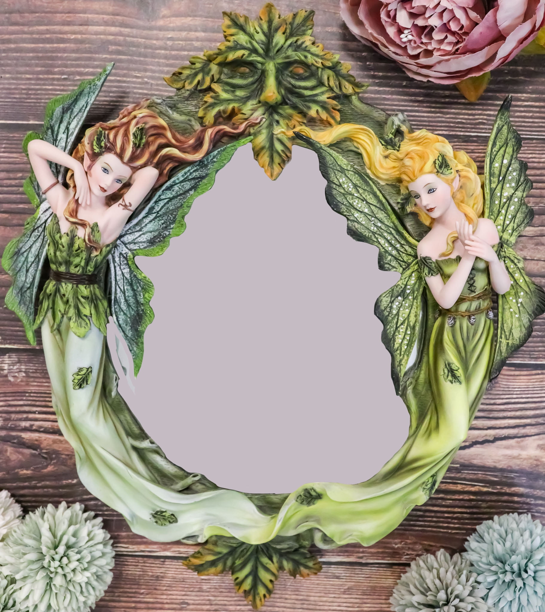 Blonde And Brunette Fairies In Enchanted Forest with Greenman Wall ...