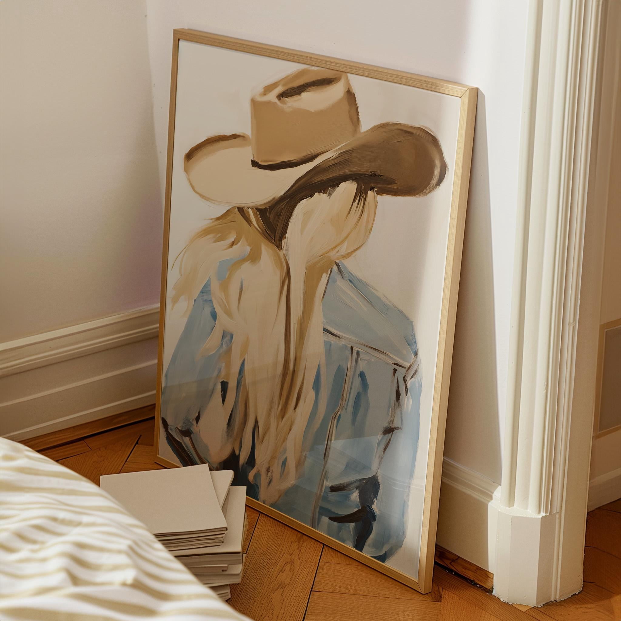 Blonde Cowgirl Print Trendy Western Wall Artrustic Neutral Cowgirl ...