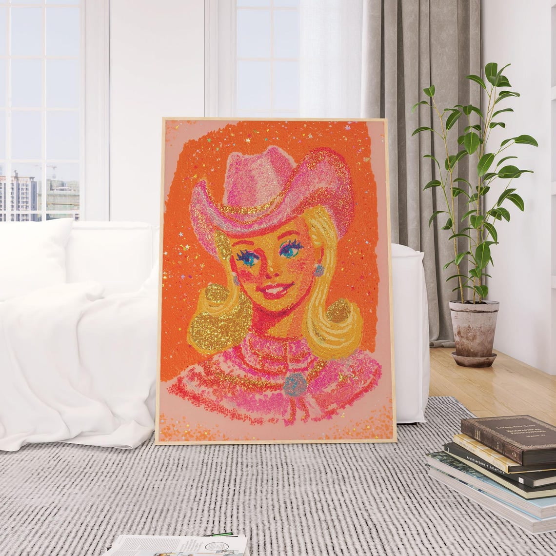 Blonde Cowgirl Wall Art Retro Western Poster Barbiecore Y2K Decor Pink ...
