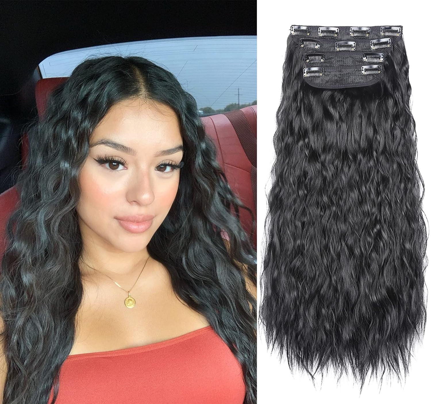 Blonde Hair Extensions Clip ins, 4PCS Curly Clip in Hair Extensions, 20 ...