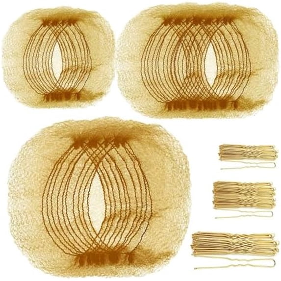 Blonde Hair Nets For Buns and U-Pins Set - 40 Invisible Mesh Nets with ...
