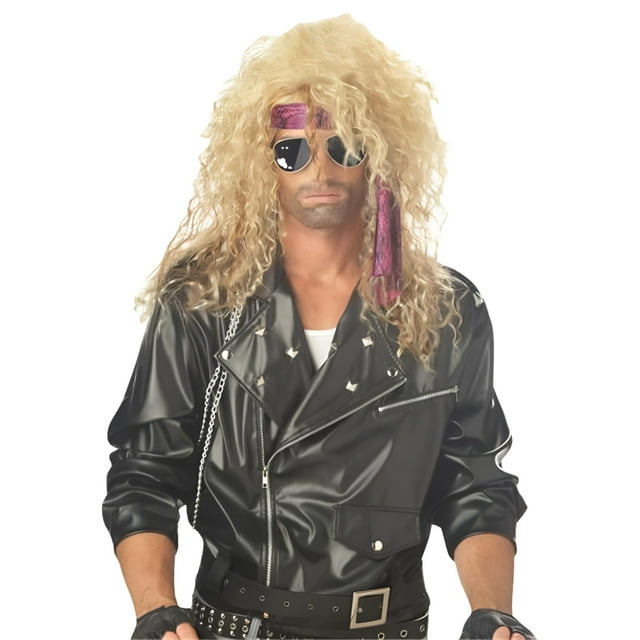 Adults Blonde Heavy Metal Rocker Wig - Walmart.com