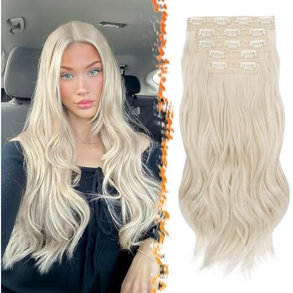 Blonde Layered Hair Extensions - 20 Inch Soft Wavy Clip in Hair ...
