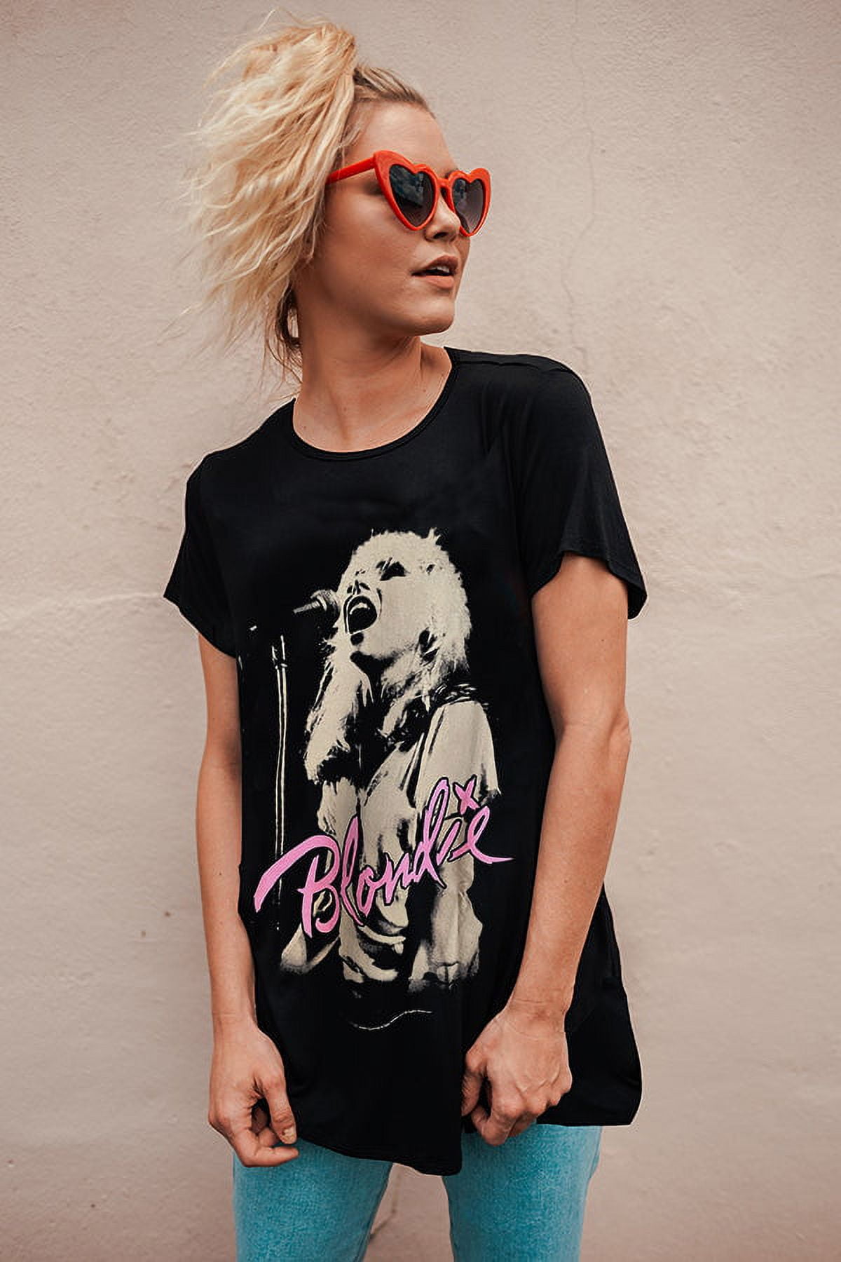 Blondie Mic'd Up Vintage Crew Neck Oversized Tee Shirt - Walmart.com