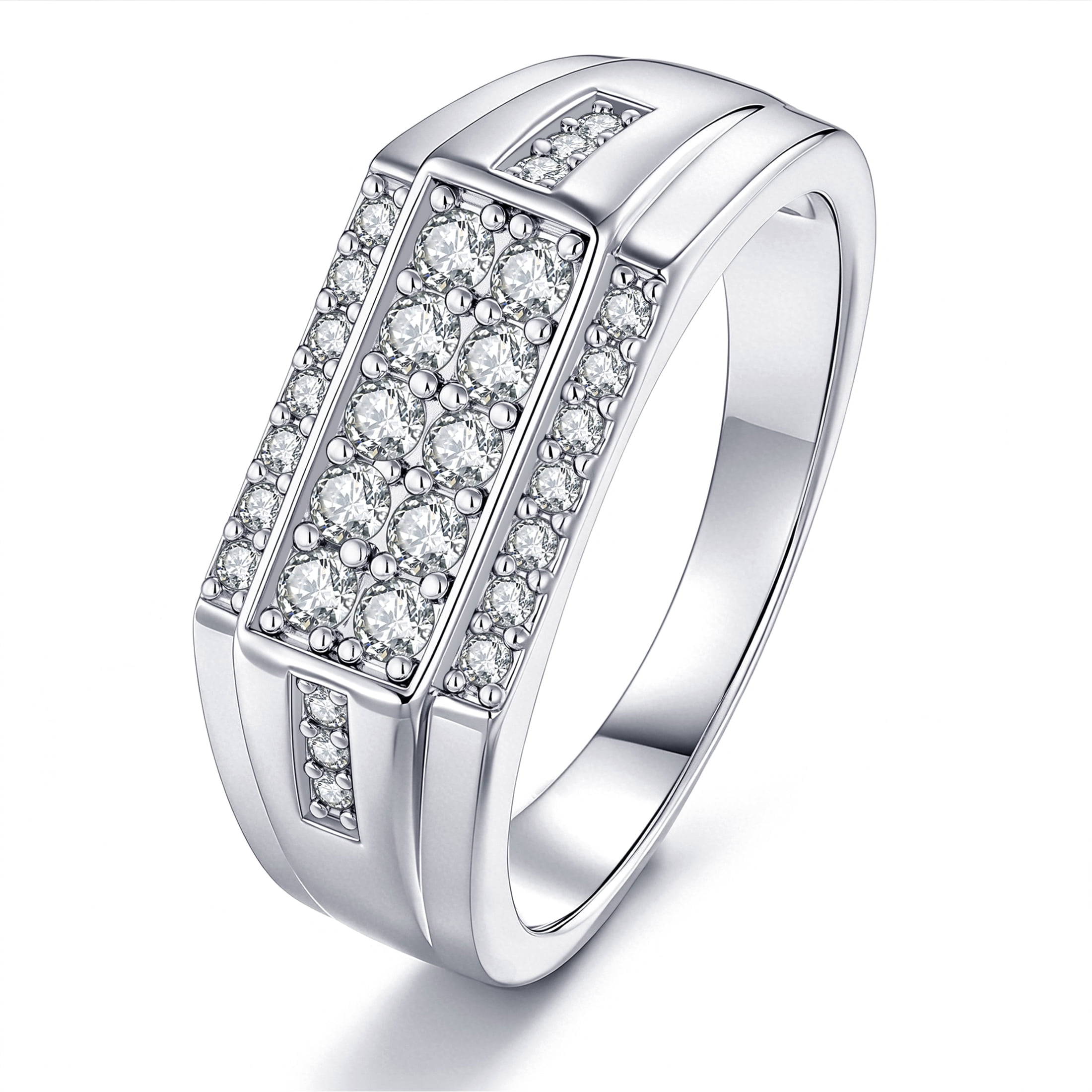 Blongme Mens Moissanite Wedding Band 0.8ct Round Cut D Color VVS1 ...