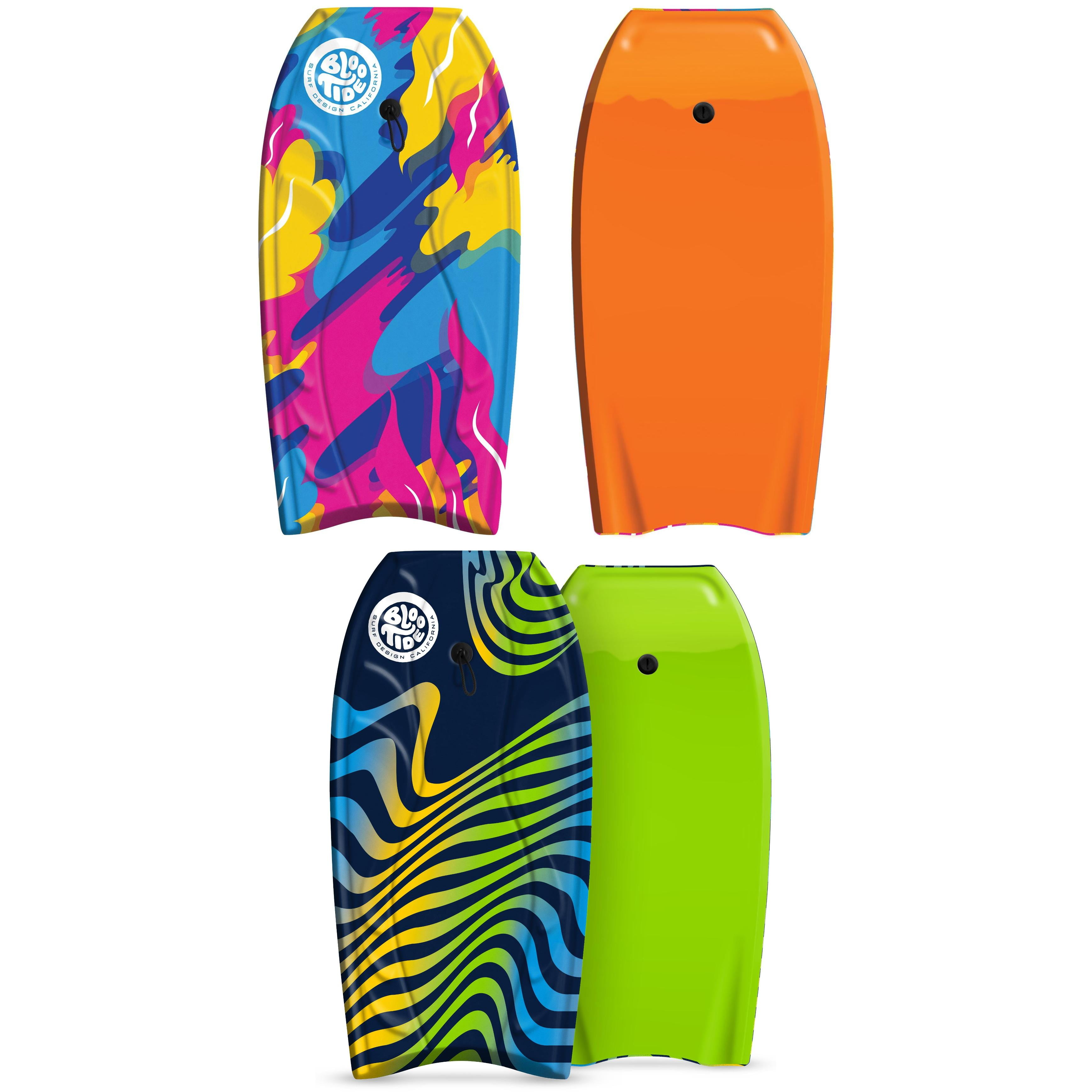 Free Shipping! Bloo Tide 40" Foam Bodyboard 2 Pack Bundle, Multicolor, with Leash for Beach and ...