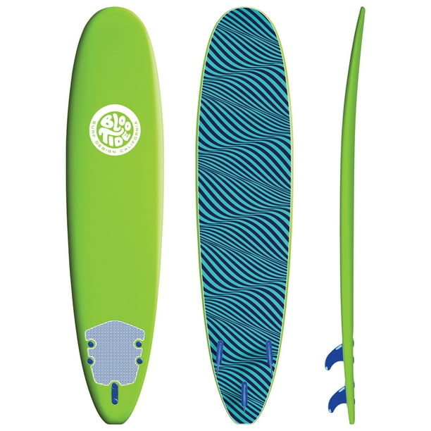 Bloo Tide 8ft Surfboard Green top deck with Turq Wavizm Design Bottom ...