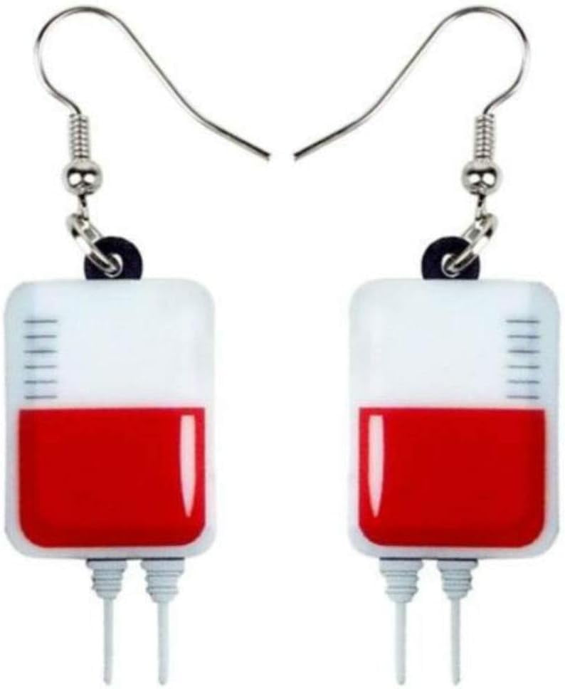 Blood Bag IV Earring Earrings Acrylic Medical Doctor Nurse Drip Goth ...
